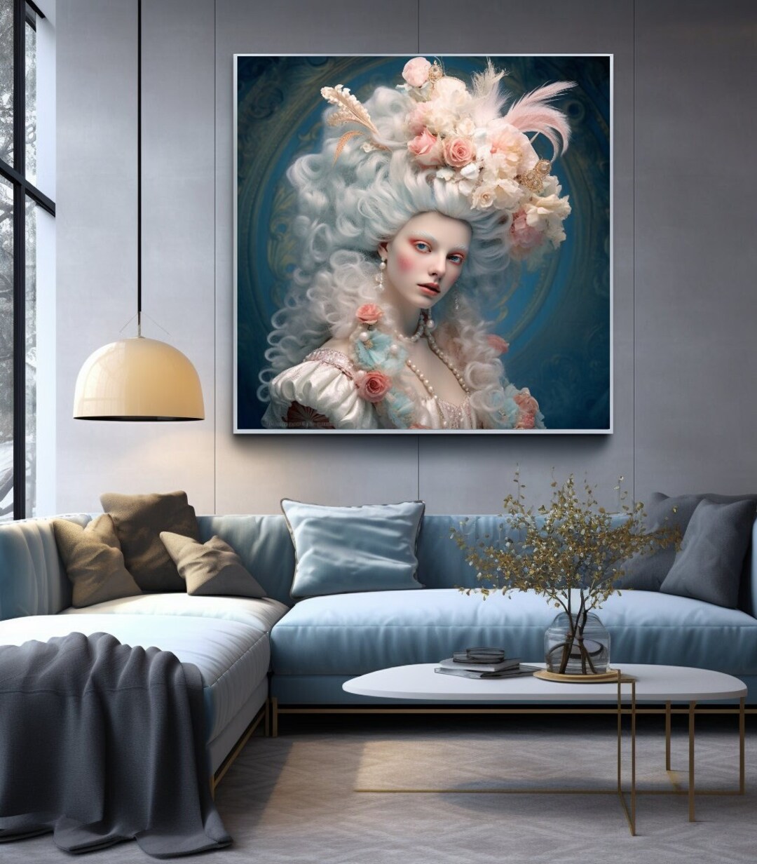 Rococo Elegance Marie Antoinette Regal Lady With Floral Adornments ...