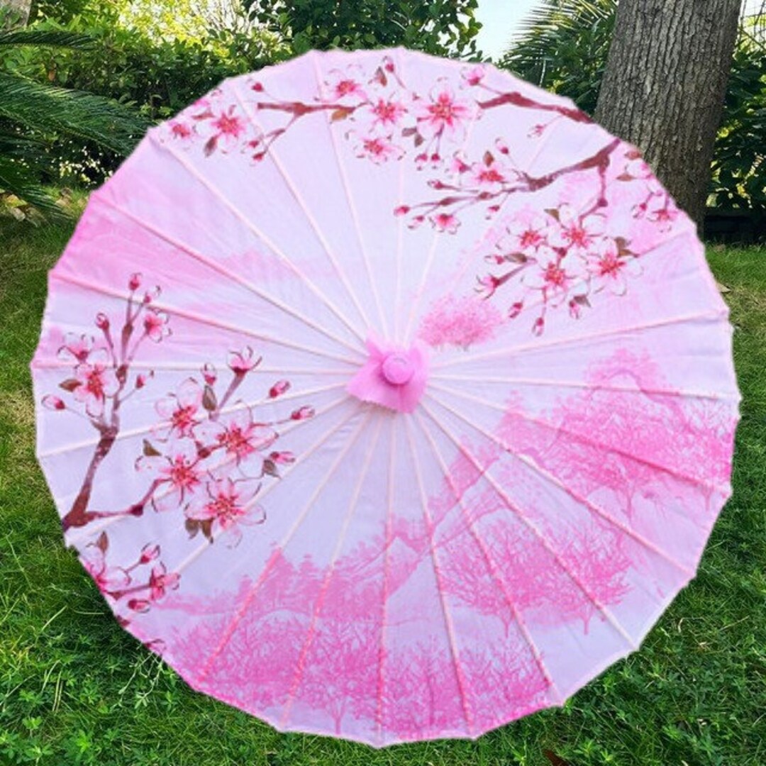 Pink Silk Chinese Style Umbrella Women Umbrella Japanese Cherry Blossom ...