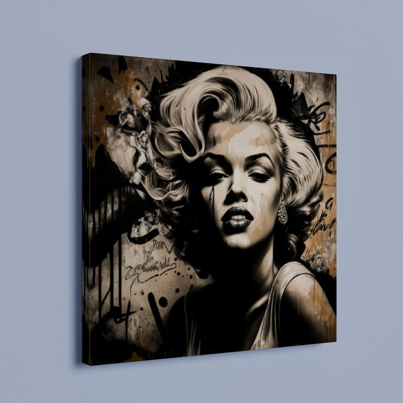 Graffiti Marilyn Monroe Rolled Printed Canvas Large Size - Etsy Graffiti Marilyn Monroe Rolled Printed Canvas Large Size - Etsy