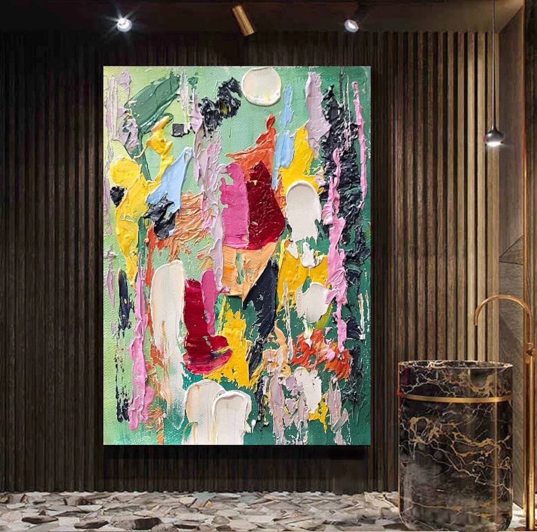 COLORFUL MODERN WALL Art Oil Painting on Canvas Meadow Floral Abstract ...