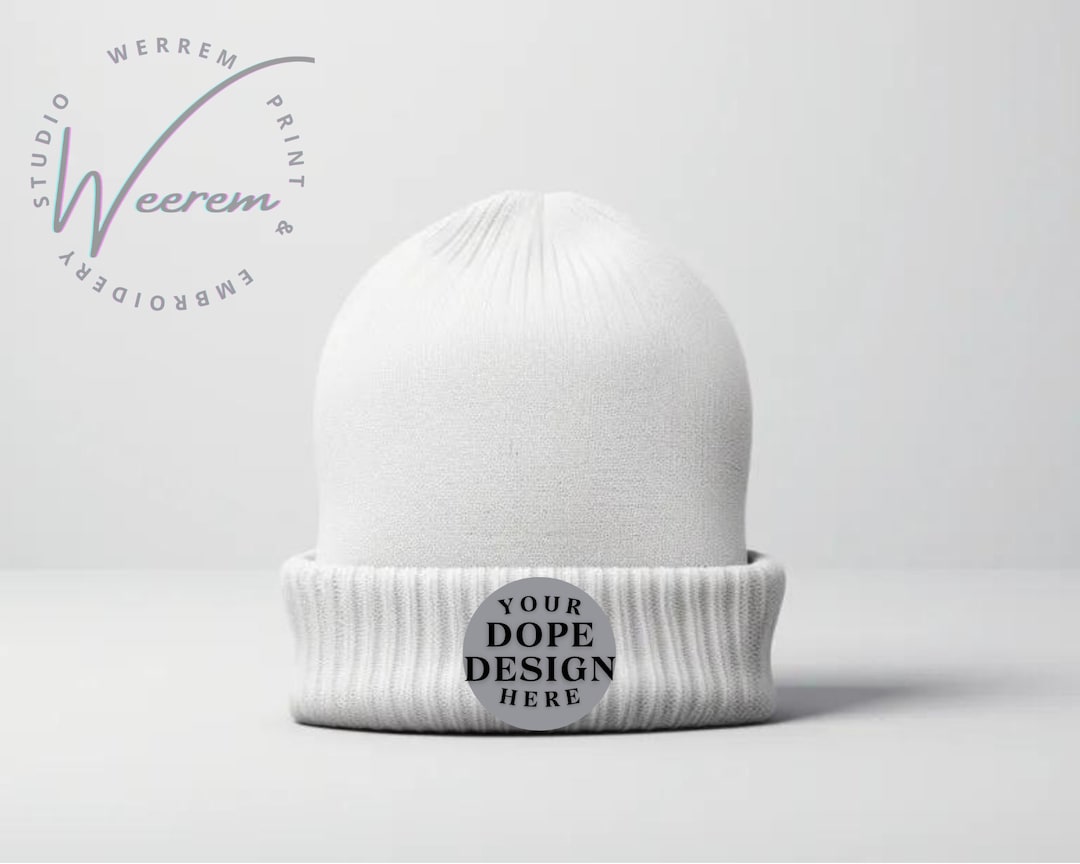 Cuff Beanie Mockup, White Beanie Mockup, Hat Mockup, Beanie Mockup ...