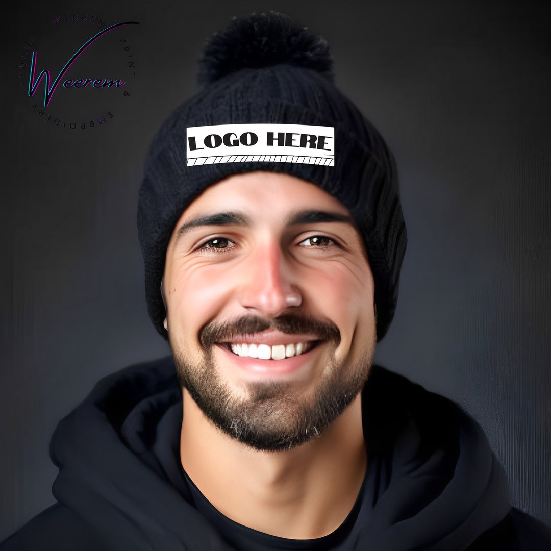 Pom Beanie Mockup, Black Beanie Mockup, Fold Beanie Mockup, Blank Hat ...