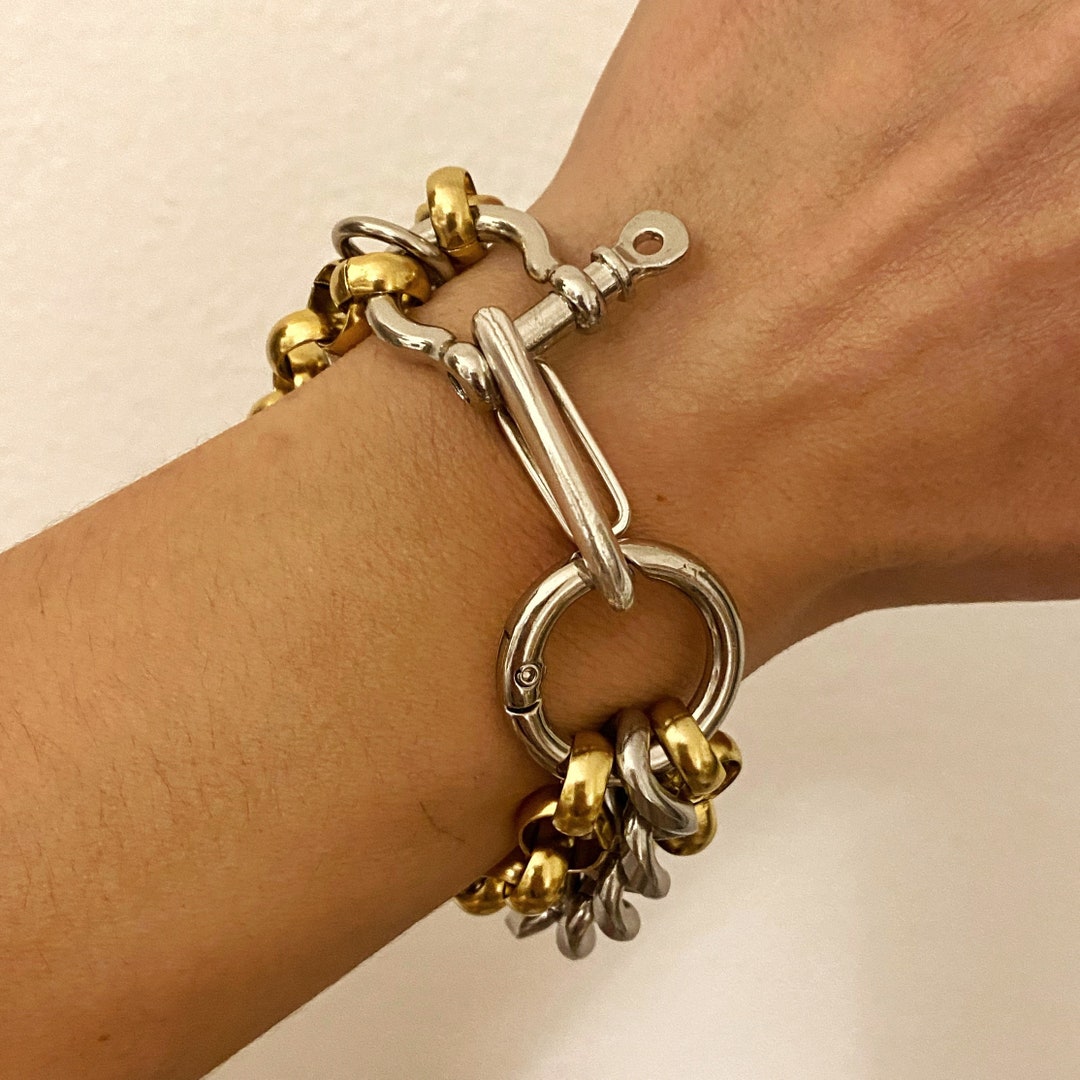 Chunky Chain Bracelet, Mixed Chains Bracelet, X Large Oversized ...