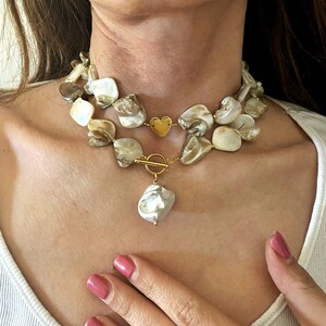 Irregular Shell Necklace, Large Shells Necklace, Chunky Asymmetrical ...