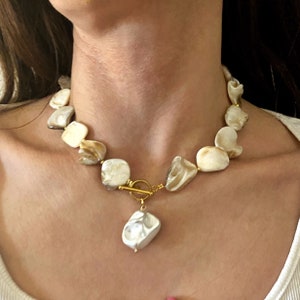 Irregular Shell Necklace, Large Shells Necklace, Chunky Asymmetrical ...