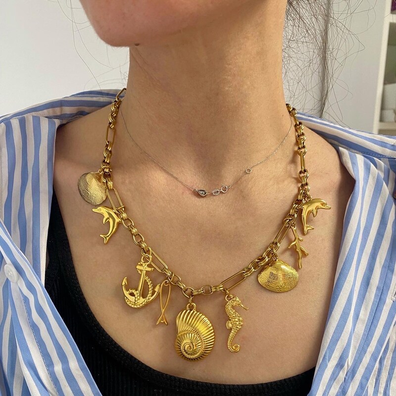 Multi Charm Necklace - Etsy