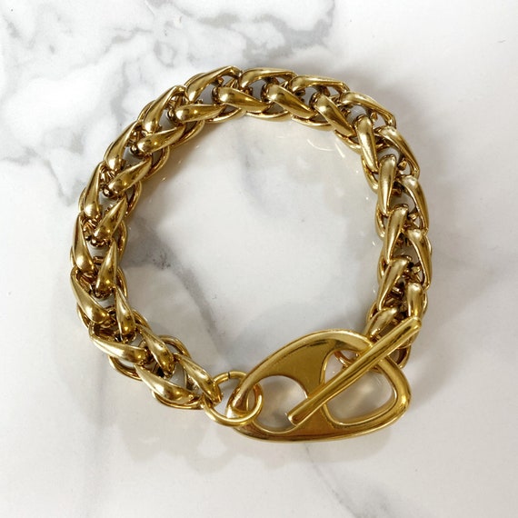 Large Gold Bracelet Chunky Chain Bracelet Stacking Statement - Etsy