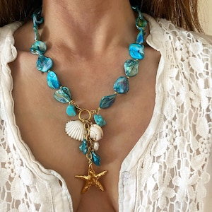 Oversized Shells and Clam Necklace, Boho Bridal Jewelry, Summer Beach ...