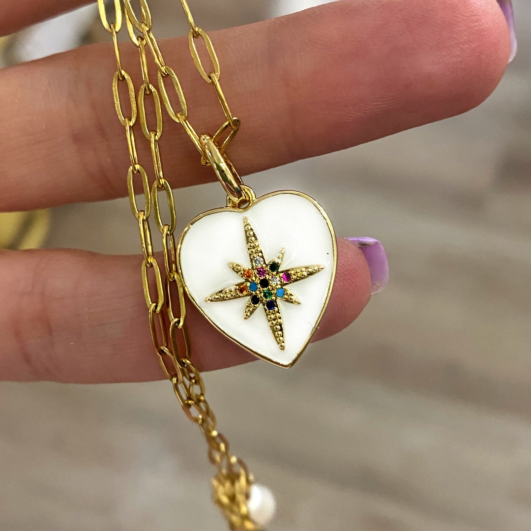 Heart Pendant Necklace, White Heart Necklace, Small Delicate Heart Necklace, Everyday Jewelry ...