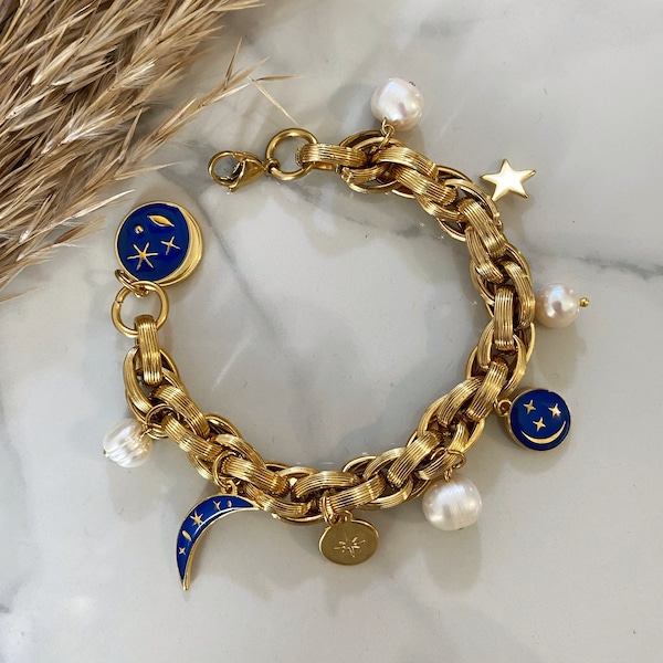 Moon Charm Bracelet - Etsy