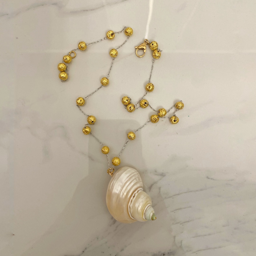 Seashell Necklace, Long Shell Necklace, Natural Shell Pendant Necklace ...