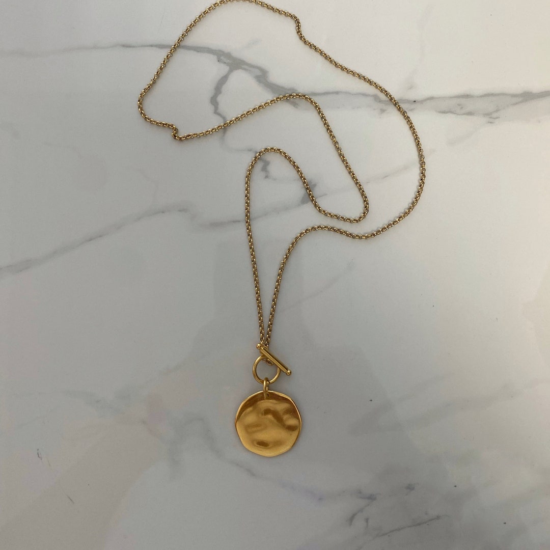 Long Coin Necklace, Gold Tone Chunky Coin Necklace, Coin Necklace for ...