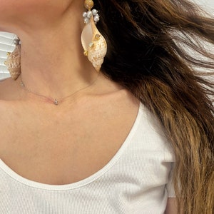 Sea Shell Earrings, Large Long Natural Shell Earrings, Seashell Jewelry ...