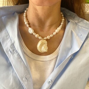 Seashell Necklace, Pearl Necklace With Shell Pendant, Mermaid Core ...