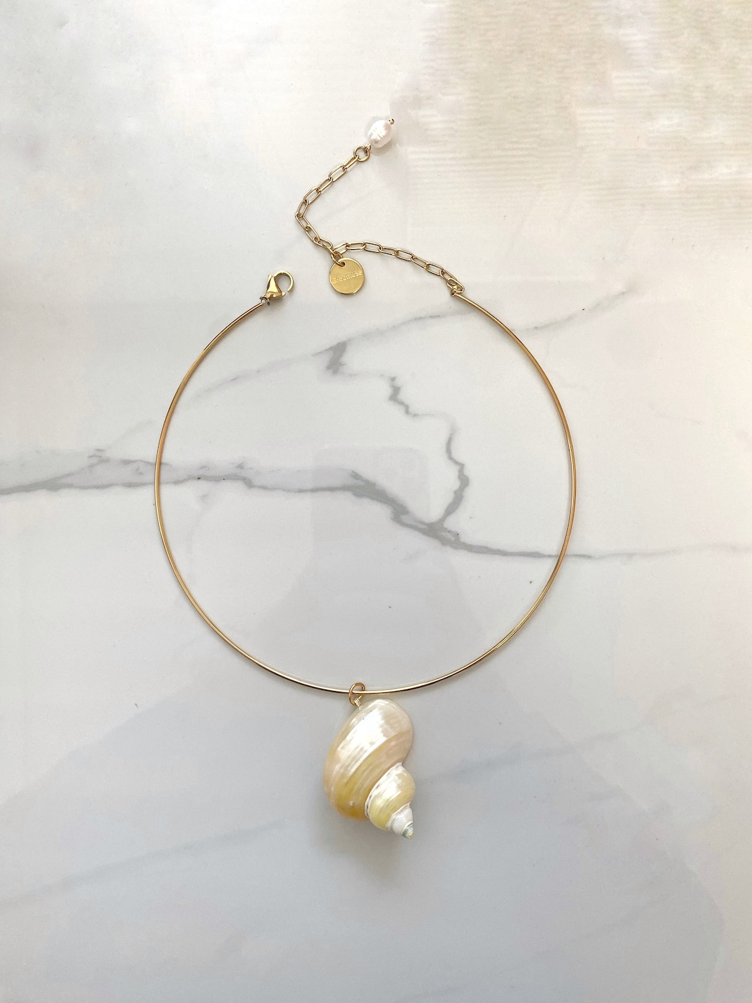 Sea Shell Collar Necklace, Natural Shell Pendant Necklace, Mermaid Core ...