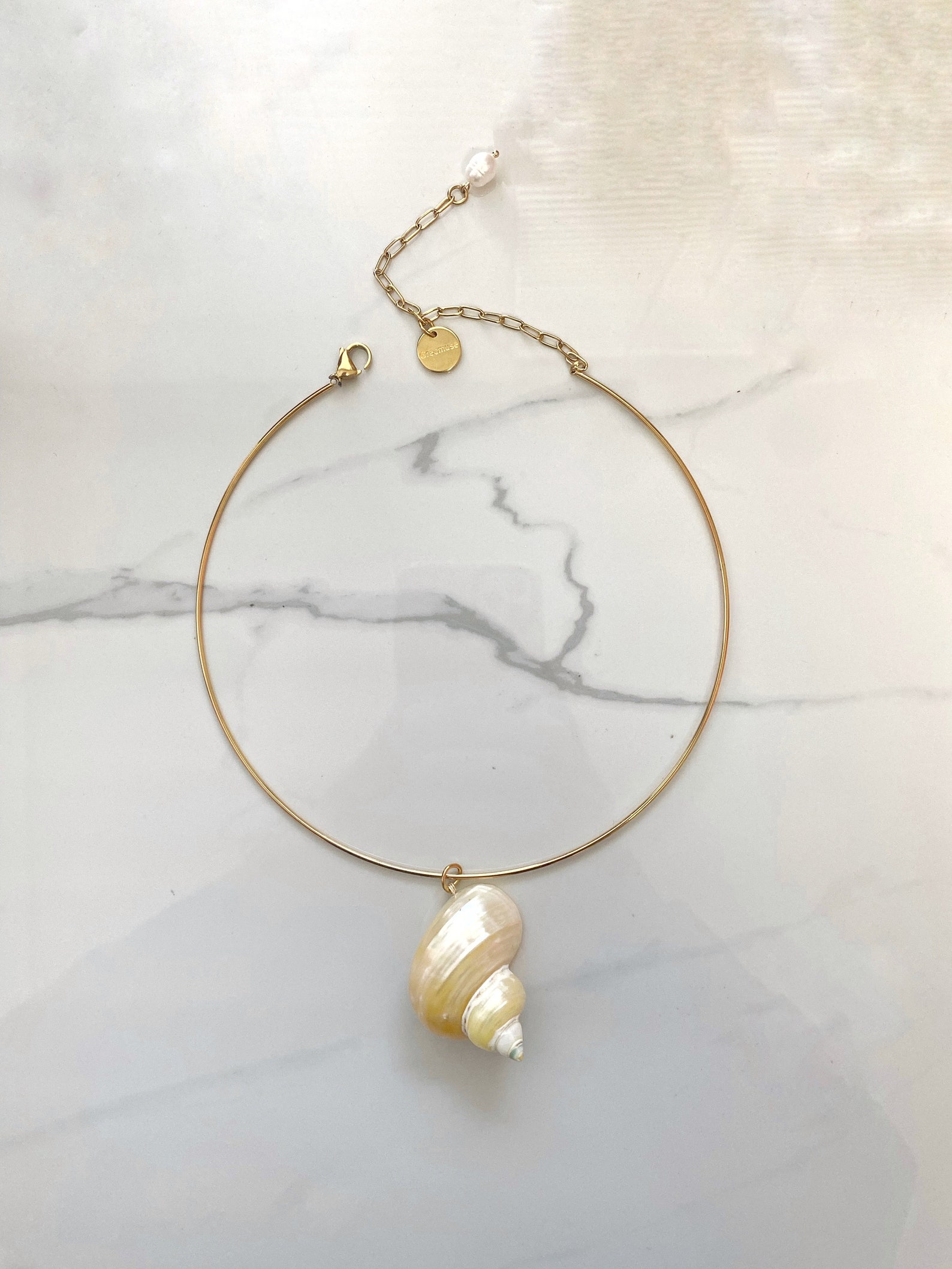 Sea Shell Collar Necklace, Natural Shell Pendant Necklace, Mermaid Core ...