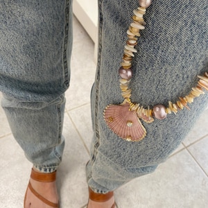 Large Shell Pendant Necklace, Natural Shell Necklace, Pearl Shell ...