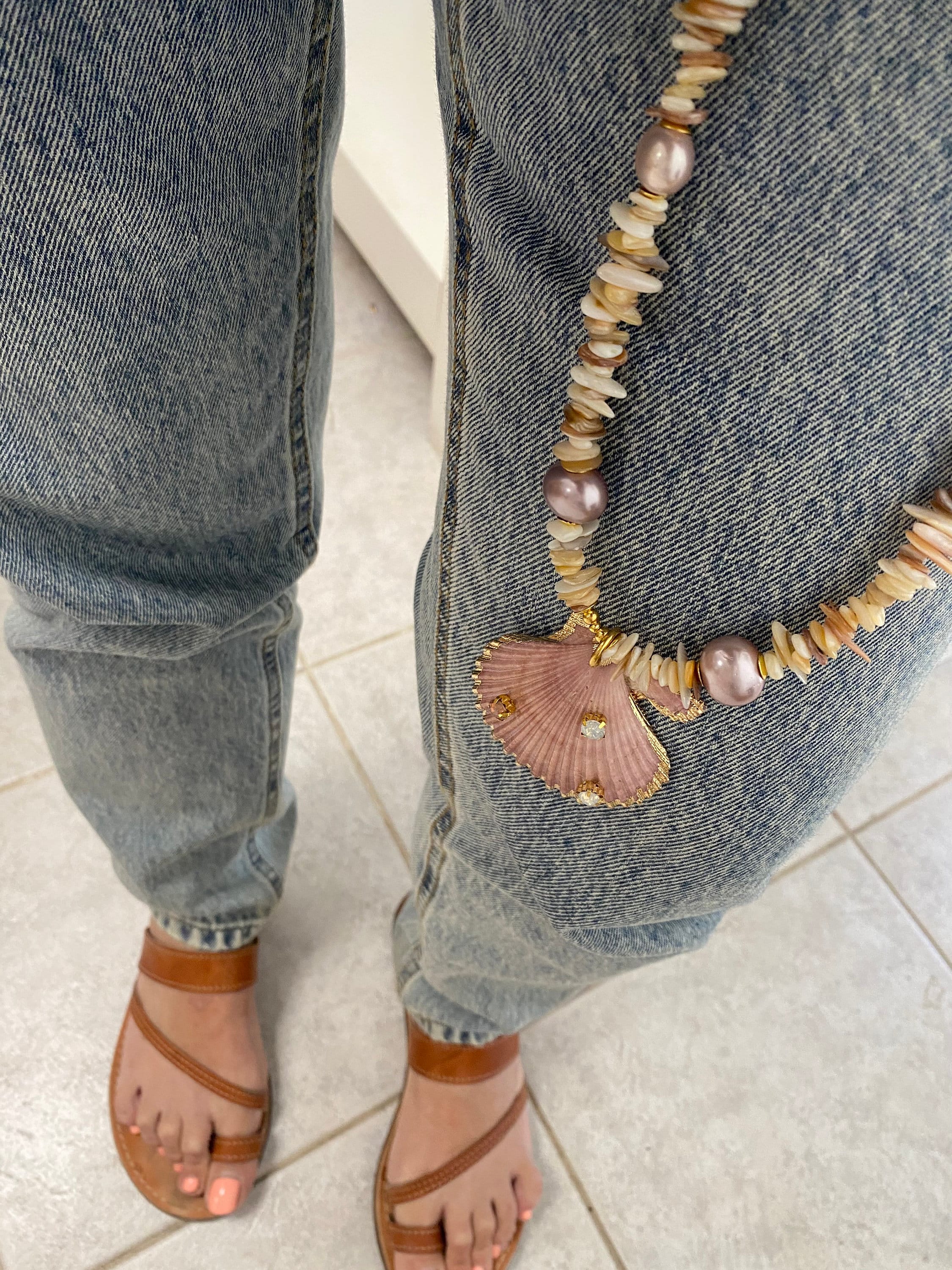 Large Shell Pendant Necklace, Natural Shell Necklace, Pearl Shell ...
