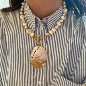Large Shell Pendant Necklace Natural Shell Necklace Pink - Etsy