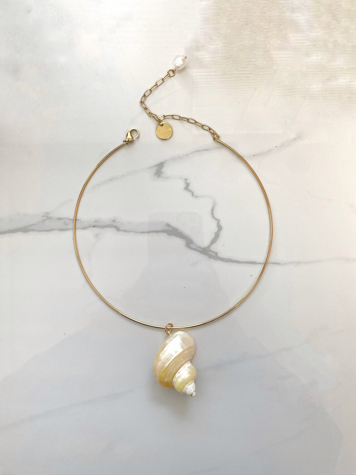 Sea Shell Collar Necklace, Natural Shell Pendant Necklace, Mermaid Core ...