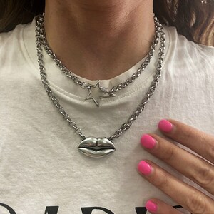 Lightning Necklace, Thunder Screw Carabiner Necklace, Silver Lips ...
