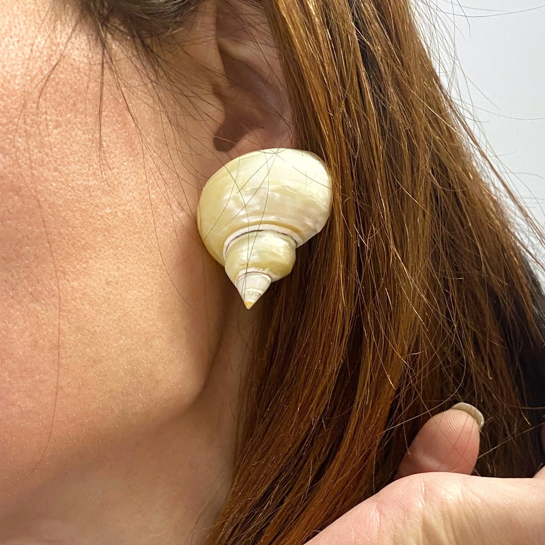 Shell Stud Earrings, Natural Shell Earrings, Mermaid Core Jewelry ...