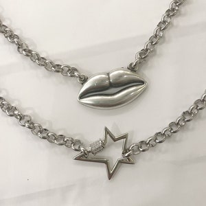 Lightning Necklace, Thunder Screw Carabiner Necklace, Silver Lips ...