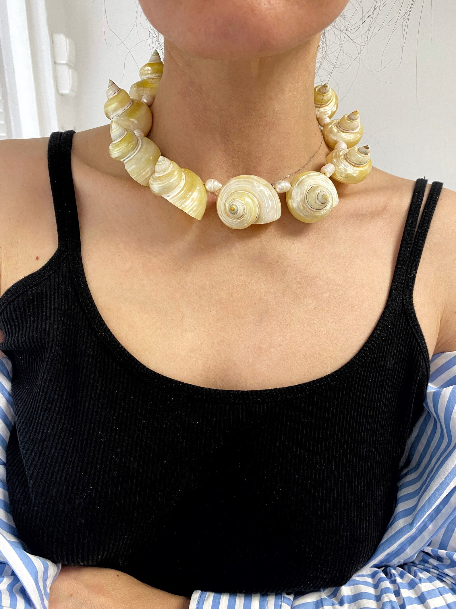 Sea Shells Necklace, Large Seashell Necklace, Short Necklace With Real ...