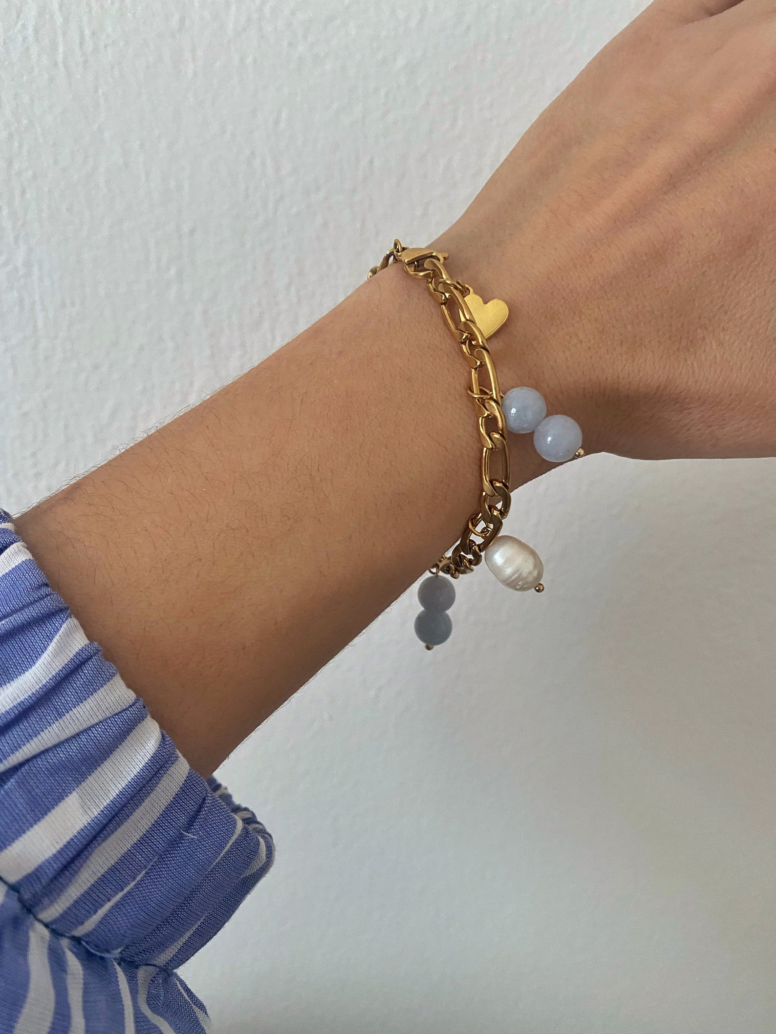 Y2k Jewelry Gold Charm Bracelet Sky Blue Gem Bracelet Gold - Etsy