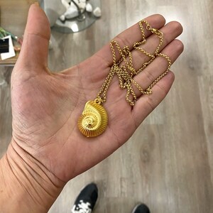 Gold Tone Shell Necklace, Pendant Necklace, Summer Jewelry, Large Shell ...