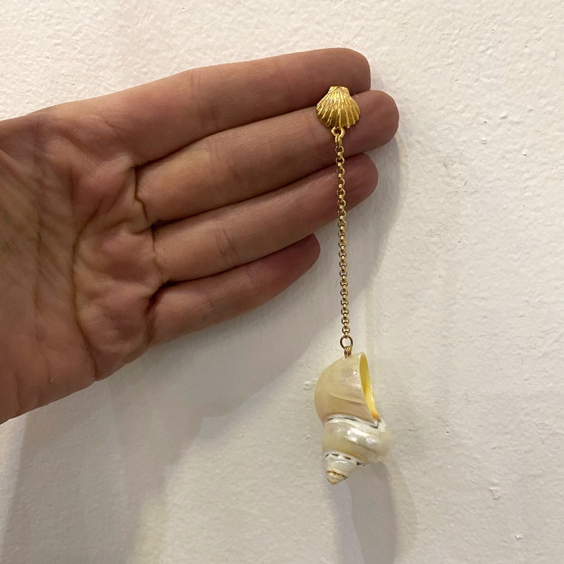 Long Shell Earrings Natural Shell Earrings Large Sea Shell - Etsy