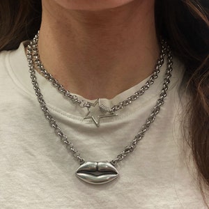 Lightning Necklace, Thunder Screw Carabiner Necklace, Silver Lips ...
