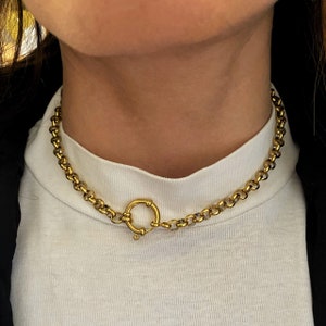 Spring Clasp Necklace, Round Closure Necklace, Lock Clasp Necklace ...