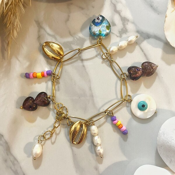 Shell Charm Bracelet - Etsy