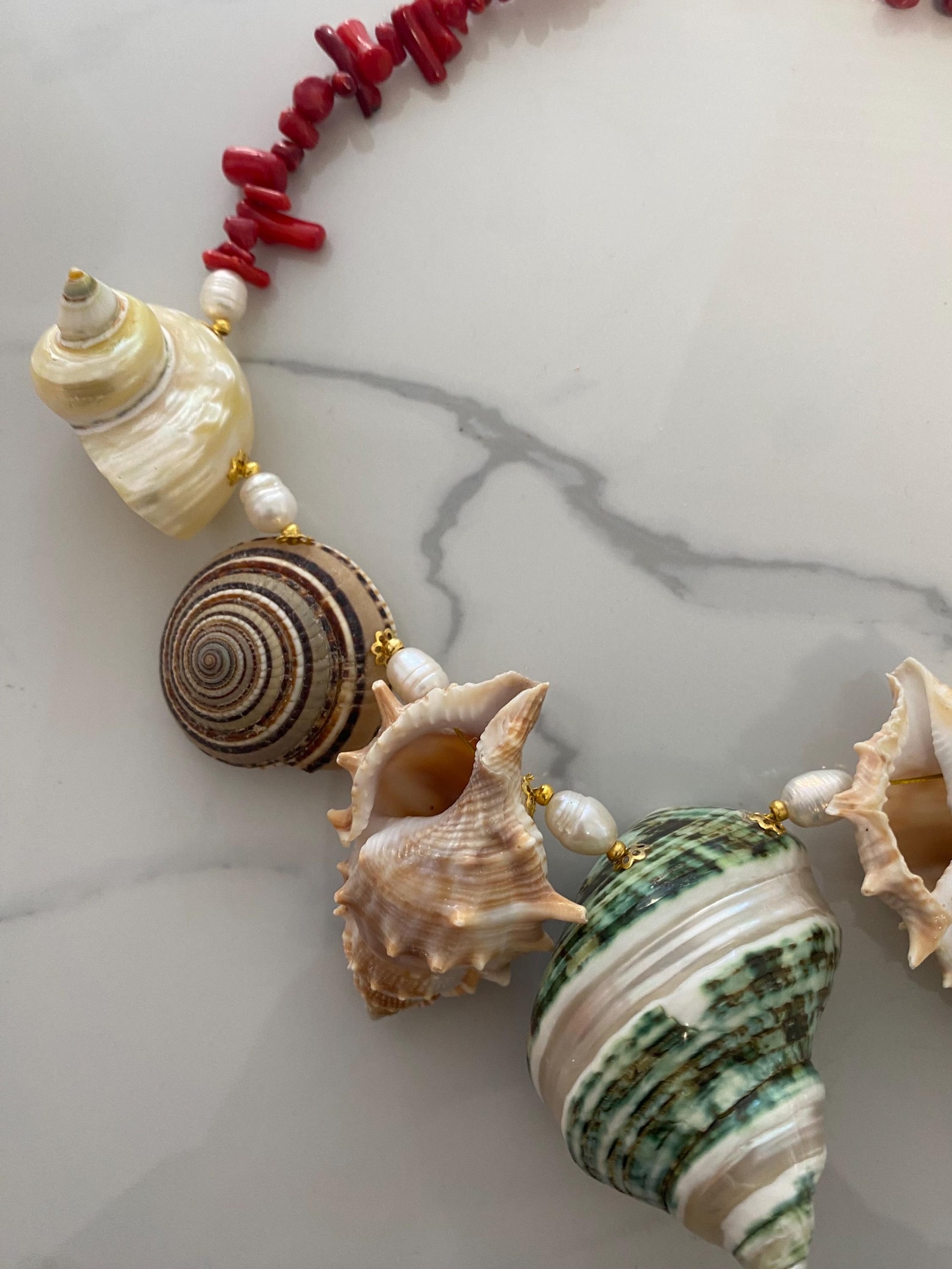 Shell Necklace, Multi Seashell Necklace, Large Natural Shell Necklace ...