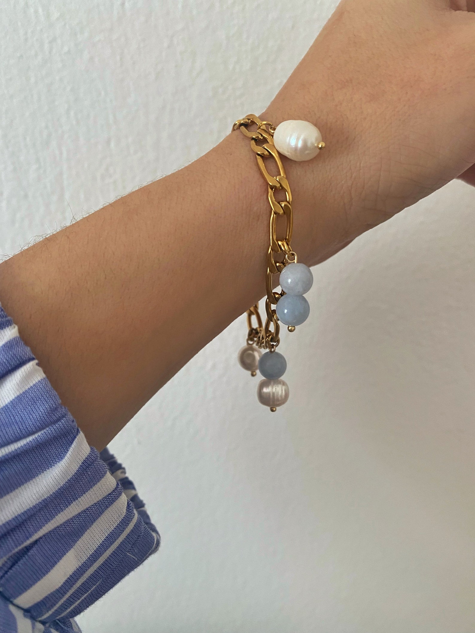 Y2k Jewelry Gold Charm Bracelet Sky Blue Gem Bracelet Gold - Etsy