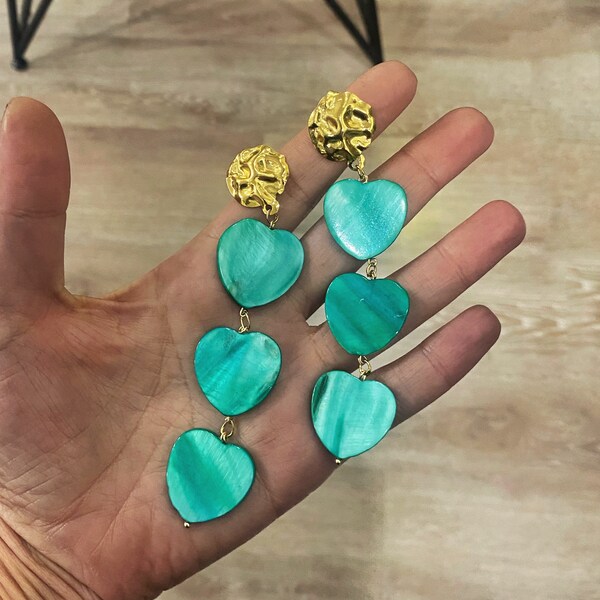 Three Heart Earrings - Etsy