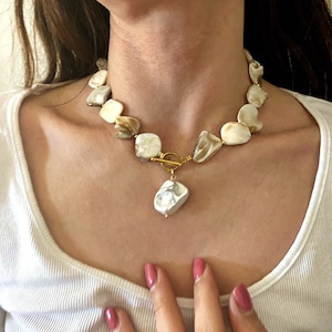 Irregular Shell Necklace, Large Shells Necklace, Chunky Asymmetrical ...