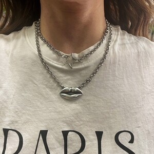 Lightning Necklace, Thunder Screw Carabiner Necklace, Silver Lips ...