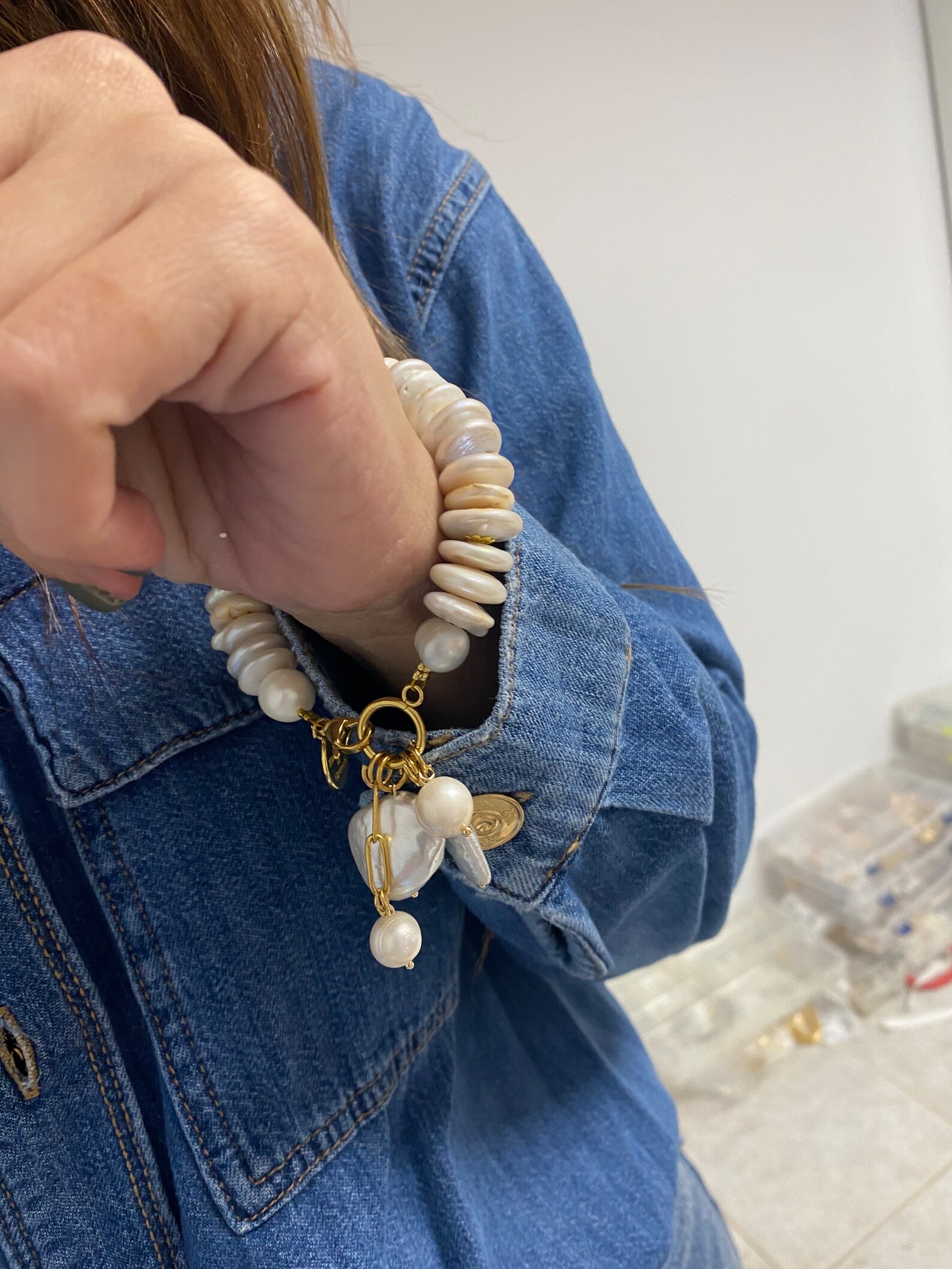 Pearl Bracelet, Chunky Raw Irregular Pearl Bracelet, Freshpearl Charm ...