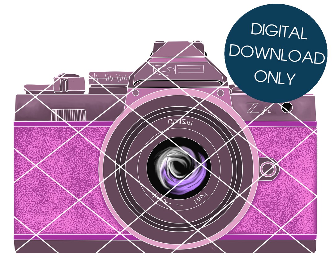 Retro Pink Camera by Chaotic Lines Design Digital File Jpeg, Png - Etsy