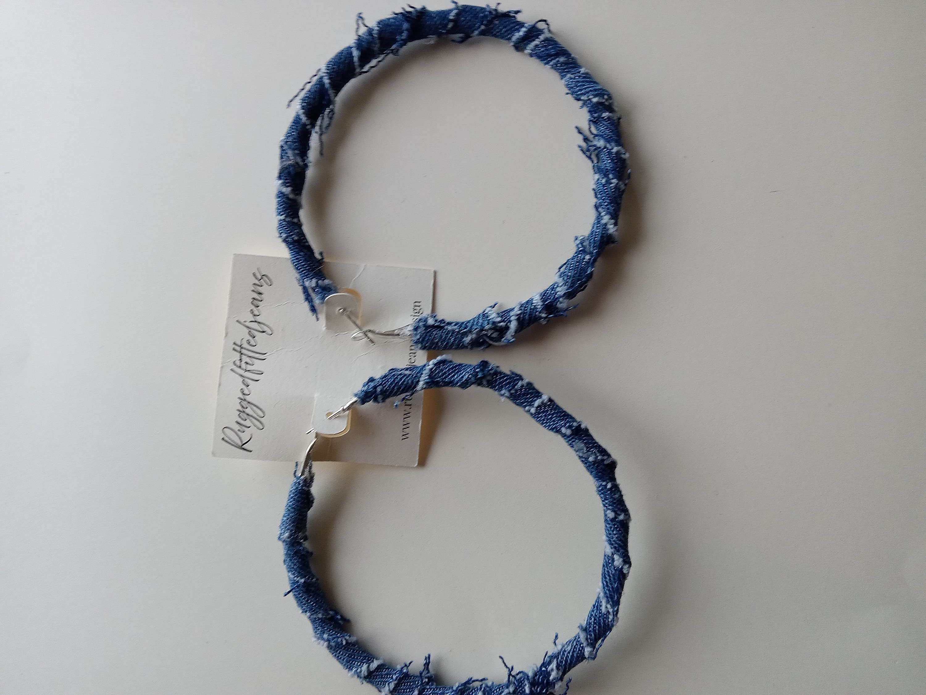 Rugged Denim Hoop Earrings - Etsy