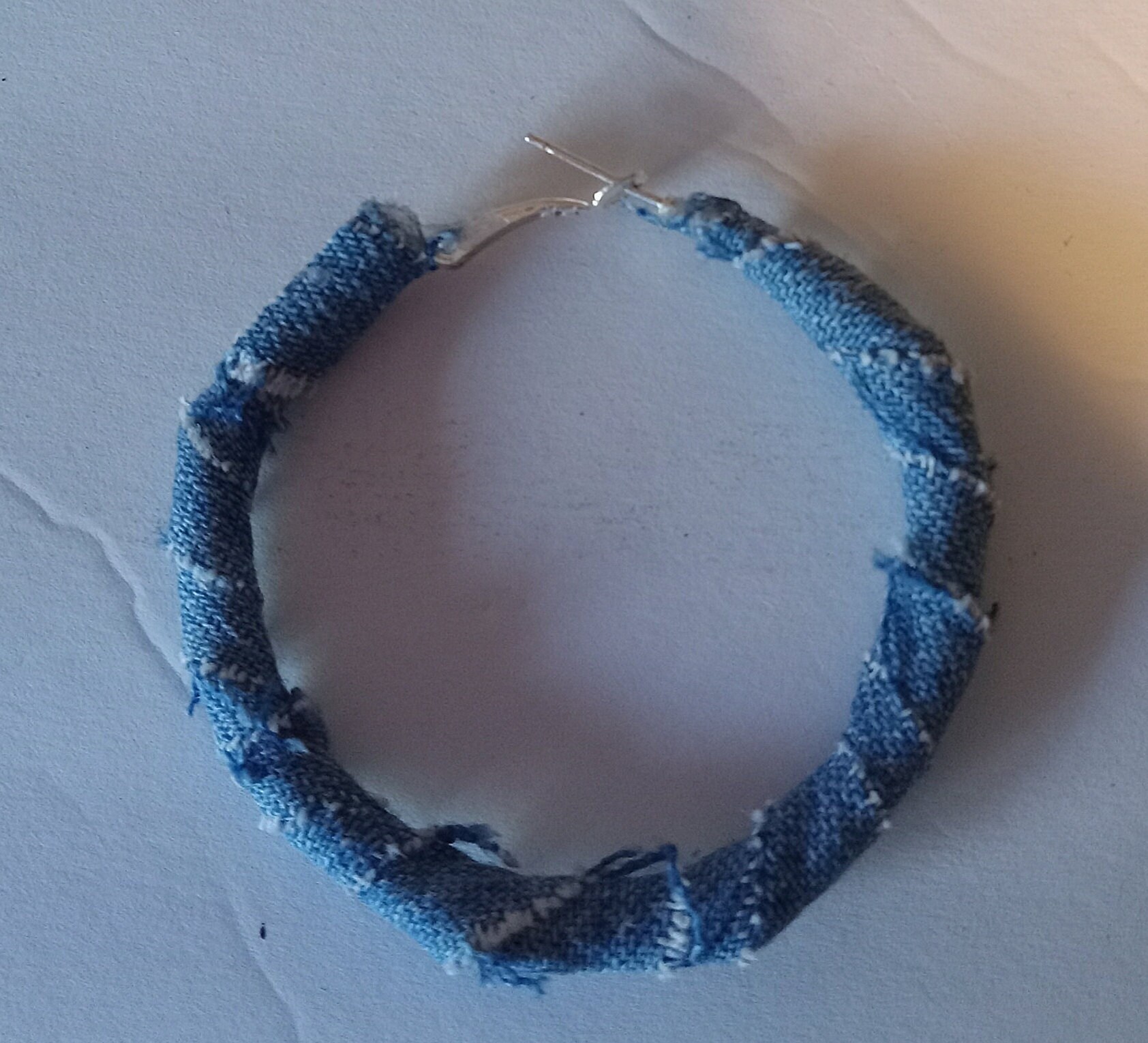 Denim Hoops Earrings - Etsy