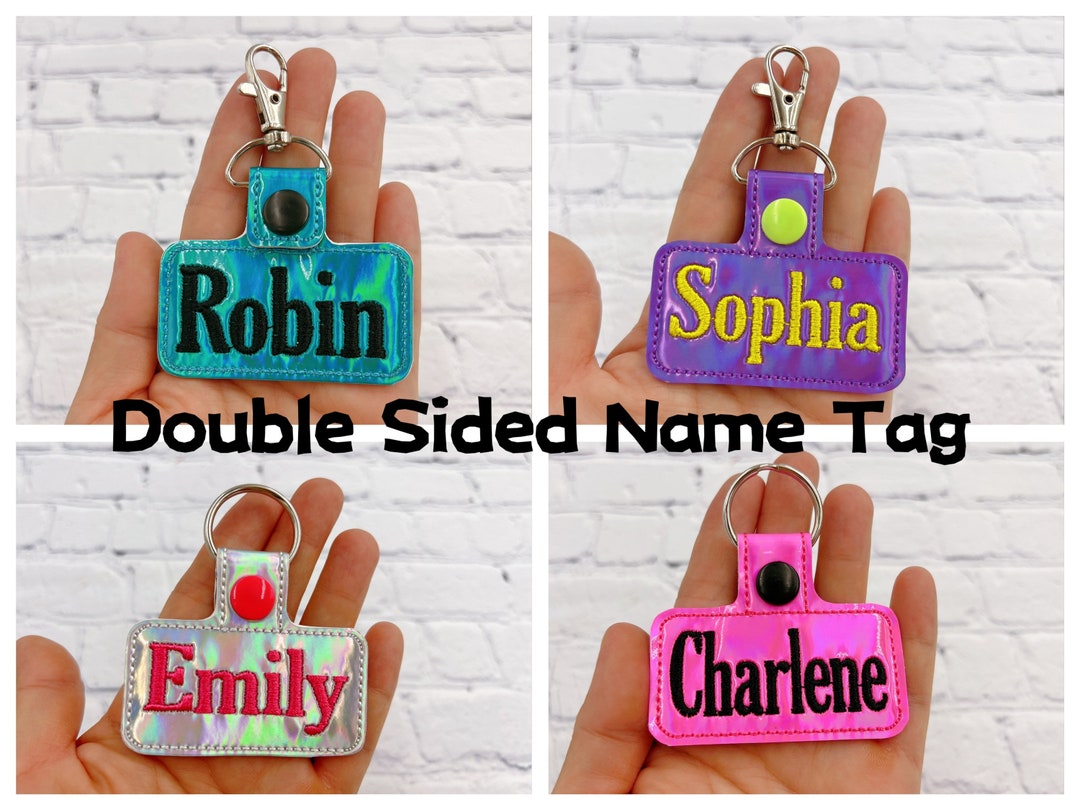 Double Sided Name Tag , Shiny, Bag Tag, Key Fob, Backpack Tag ...