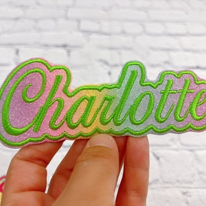 Glitter, Rainbow, Personalized Name Patch, Custom Name Patch, Name Tag, Iron on Patch, for ...
