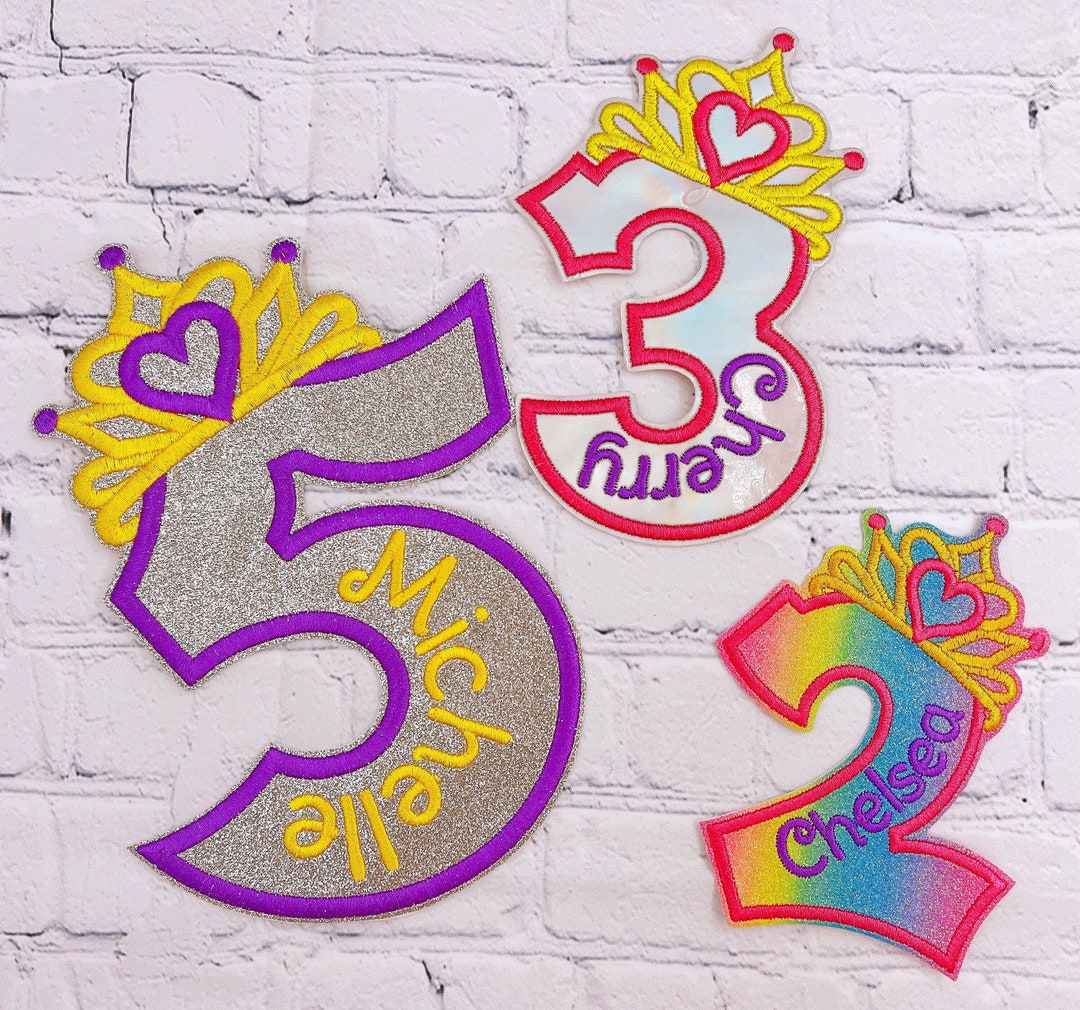 Princess Birthday Patch Princess Crown Birthday Patch Number - Etsy