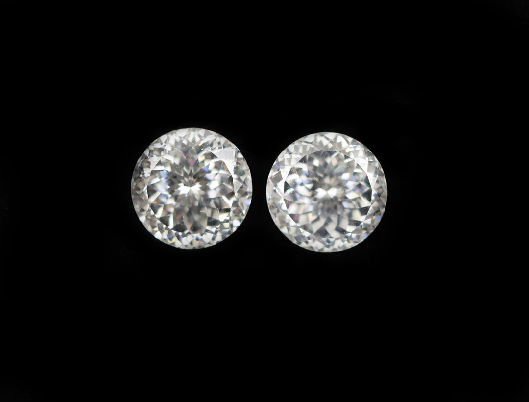 2.58 CTW D-E VS1 Round Portugal Cut Moissanite Pair, 7x4.3mm Matching ...