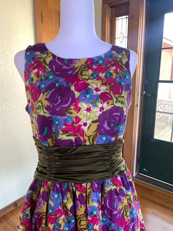 Unique floral pattern dress keyhole back exposed zipp… - Gem