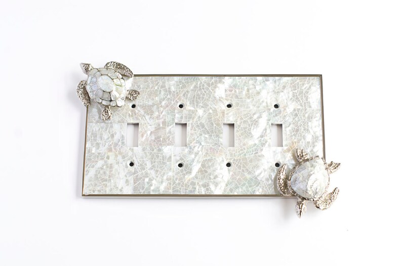 Switchplate, Quad Toggle, Sea Turtle Accent With Mother of Pearl Inlaid ...