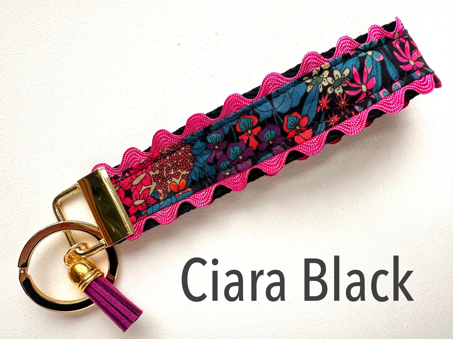 Liberty of London Fabric Keychain Key Fob Wristlet | Colorful Leather ...